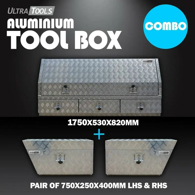Ultra Tools Aluminium 3 Drawers Side Opening Tool Box + Under Tray Sid ...