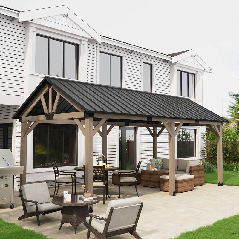 Cedar Wood Gazebo 5710 x 3360 Hard Top | Steelmates – Steelmates